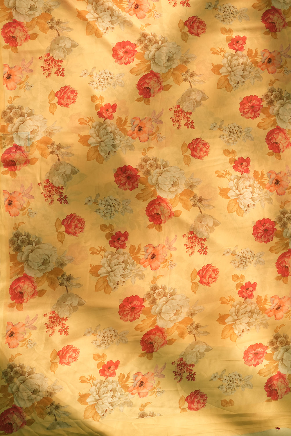 Sunshine Yellow Floral Print Chiffon Saree – Rajmahal Silks | Silk ...